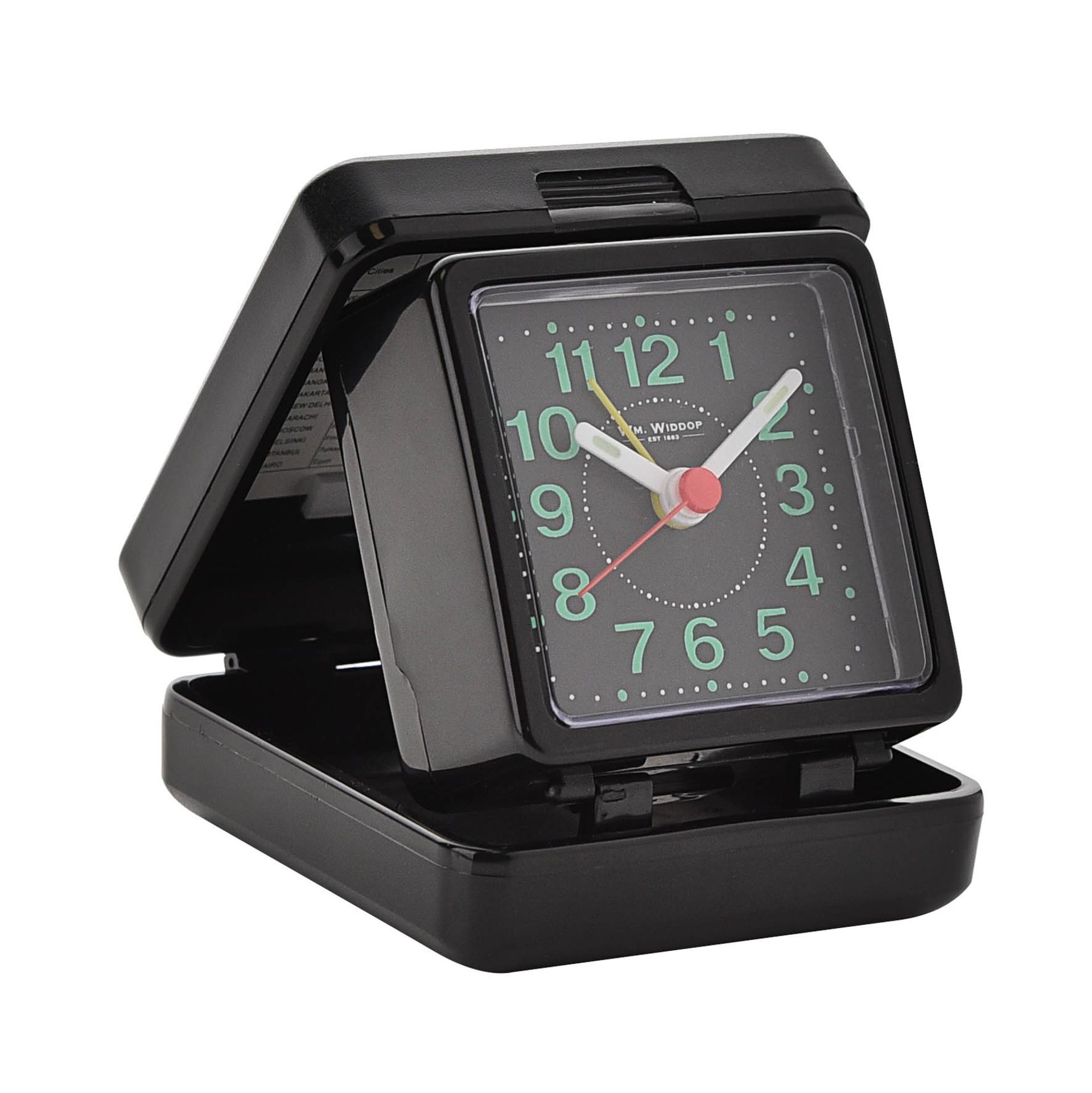 Hometime Quartz Travel Alarm - Black case/dial | Widdop and Co.