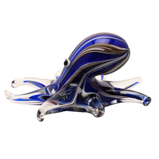 Objets D'art Glass Figurine - Deep Blue Octopus | Widdop and Co.