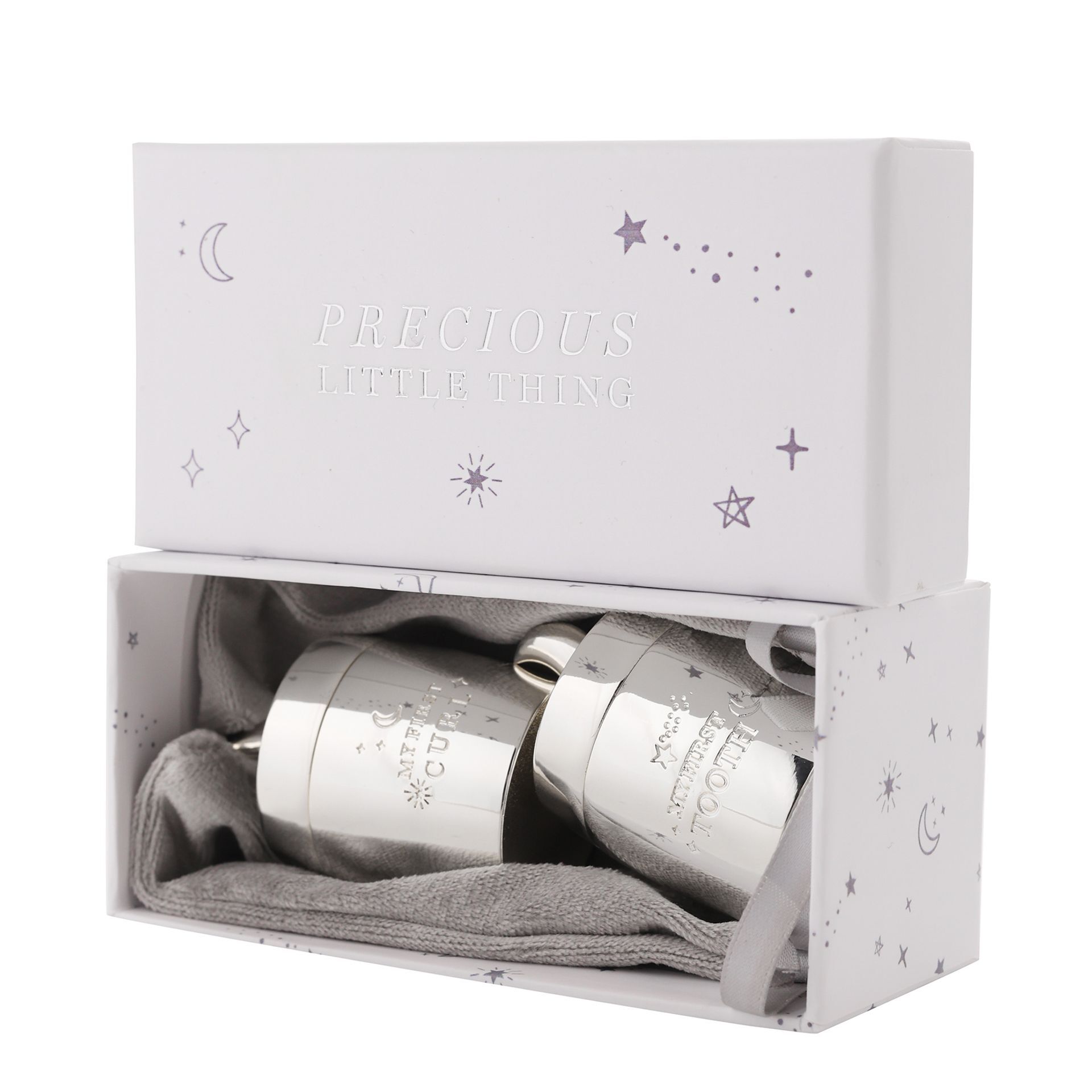Bambino Silver Plated Barrel Shaped Tooth & Curl Keepsake Boxes - Star ...