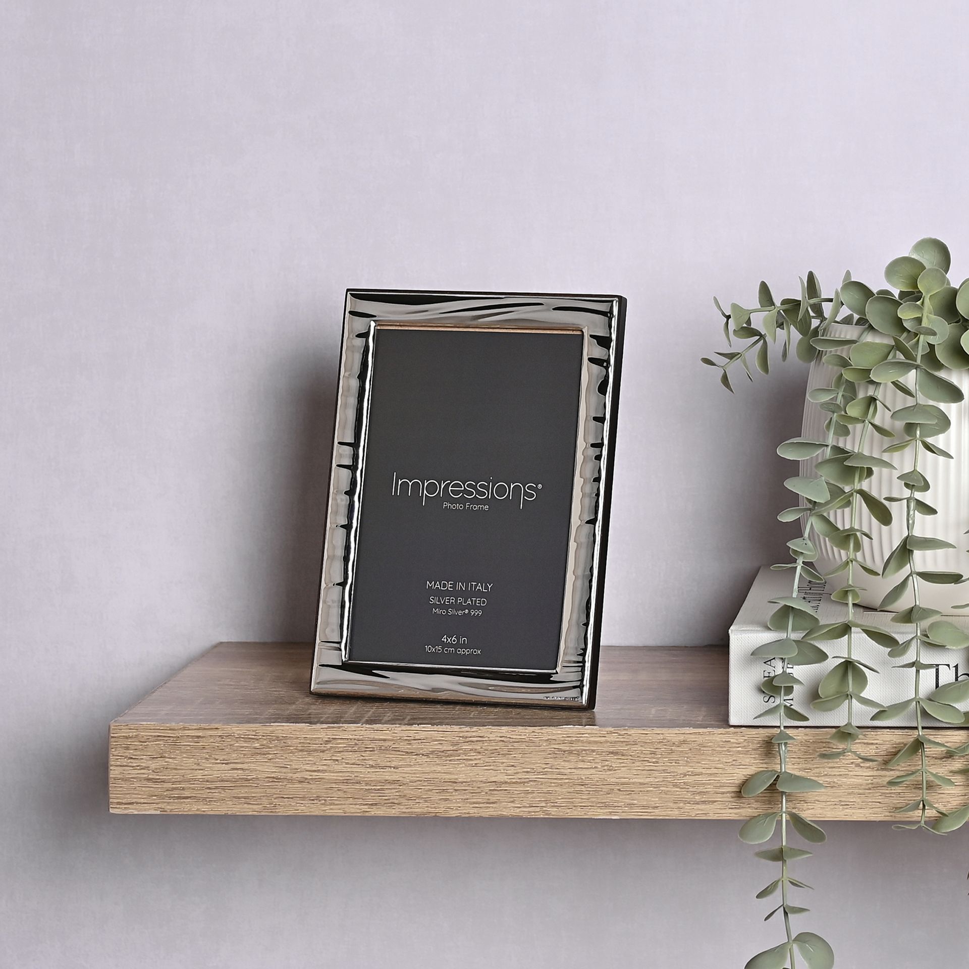 Impressions 999 Silver Narrow Wave Photo Frame 4" x 6" Wood Back Made ...