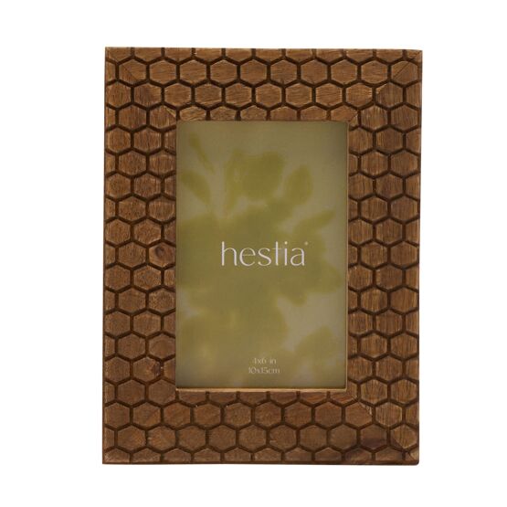 Hestia Honeycomb Carved Wood Photo Frame 4" x 6" | Widdop and Co.