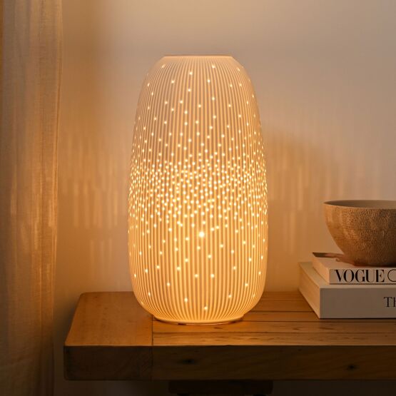 Hestia White Tall Ribbed Table Lamp | Widdop and Co.