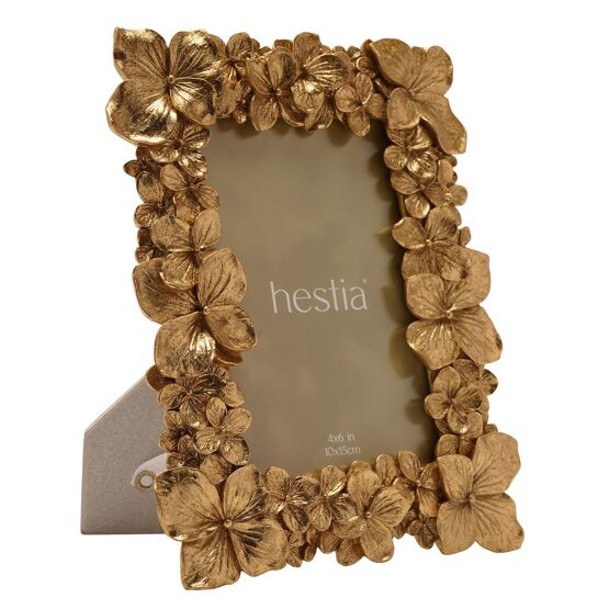Hestia Gold Flower Photo Frame 4" x 6" | Widdop and Co.