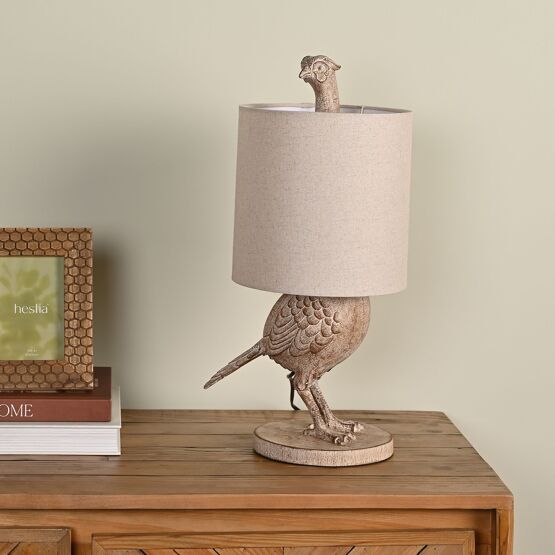 Hestia Wood Effect Pheasant Table Lamp 21" | Widdop and Co.