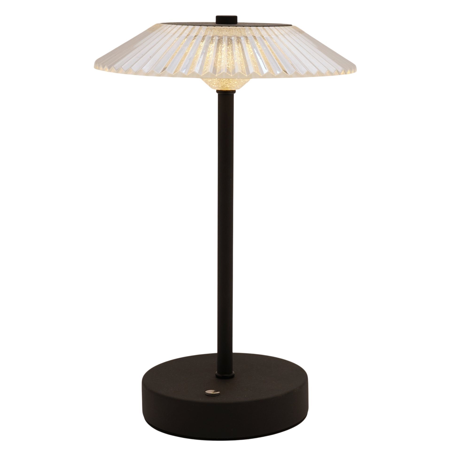 Hestia Black Ribbed Glass USB LED Touch Table Lamp | Widdop and Co.