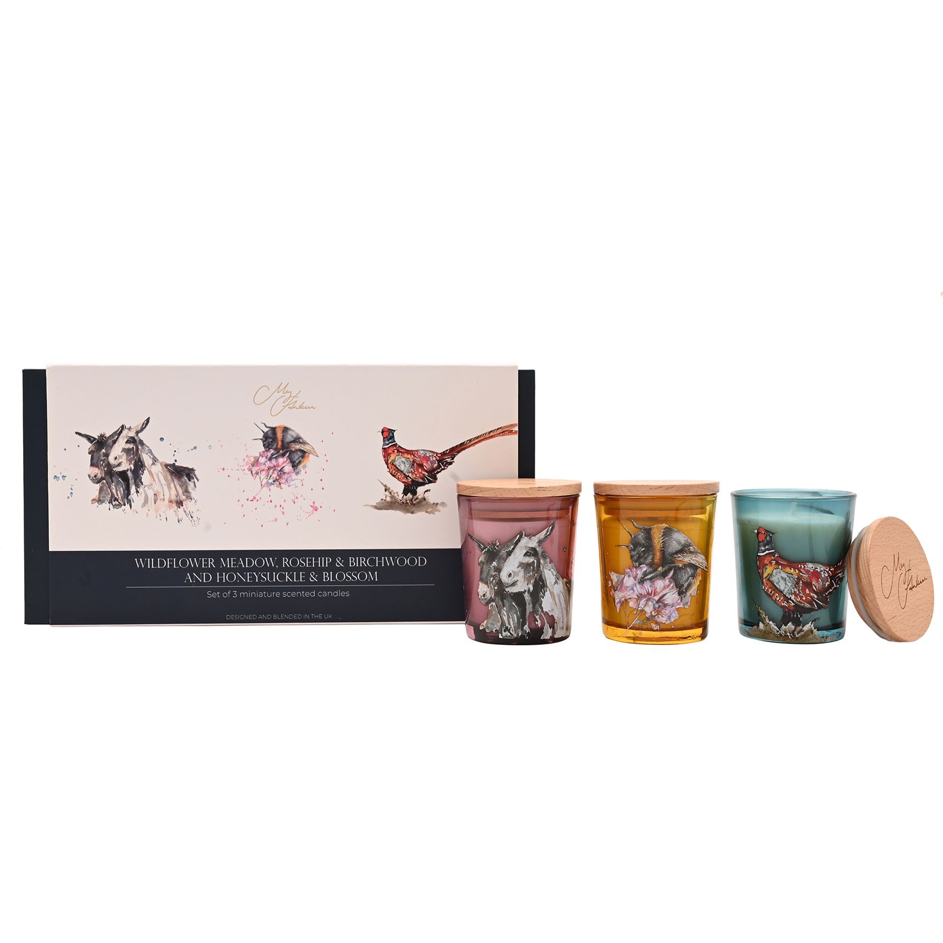 Meg Hawkins Mini Candles Set of 3 - Donkey, Pheasant & Bee | Widdop and Co.