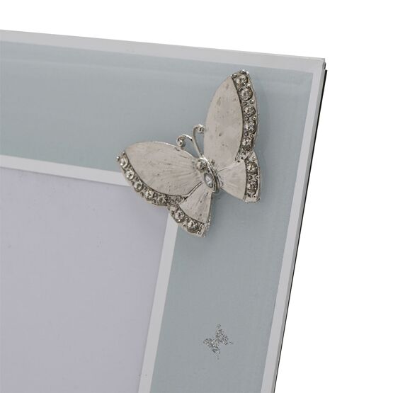 Sophia Classic Silver Butterfly Glass Photo Frame 7" x 5" | Widdop and Co.