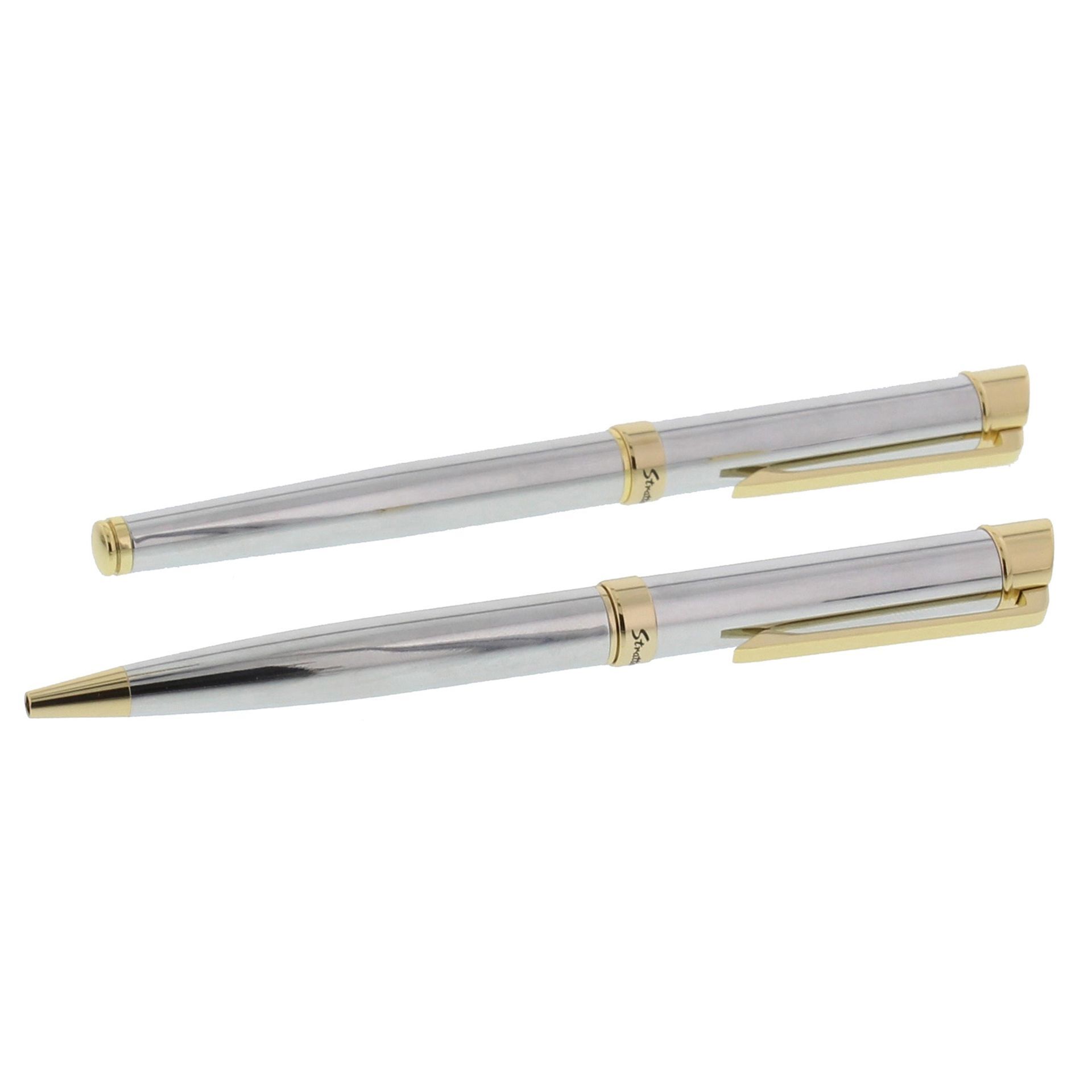 Stratton Rollerball & Ballpoint Pen Set - Silver & Gold | Widdop and Co.