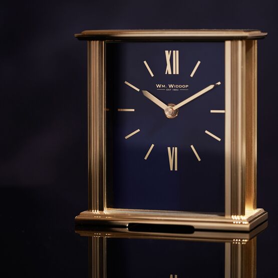 Wm.Widdop Gold Mantel Clock Navy Blue Dial | Widdop and Co.