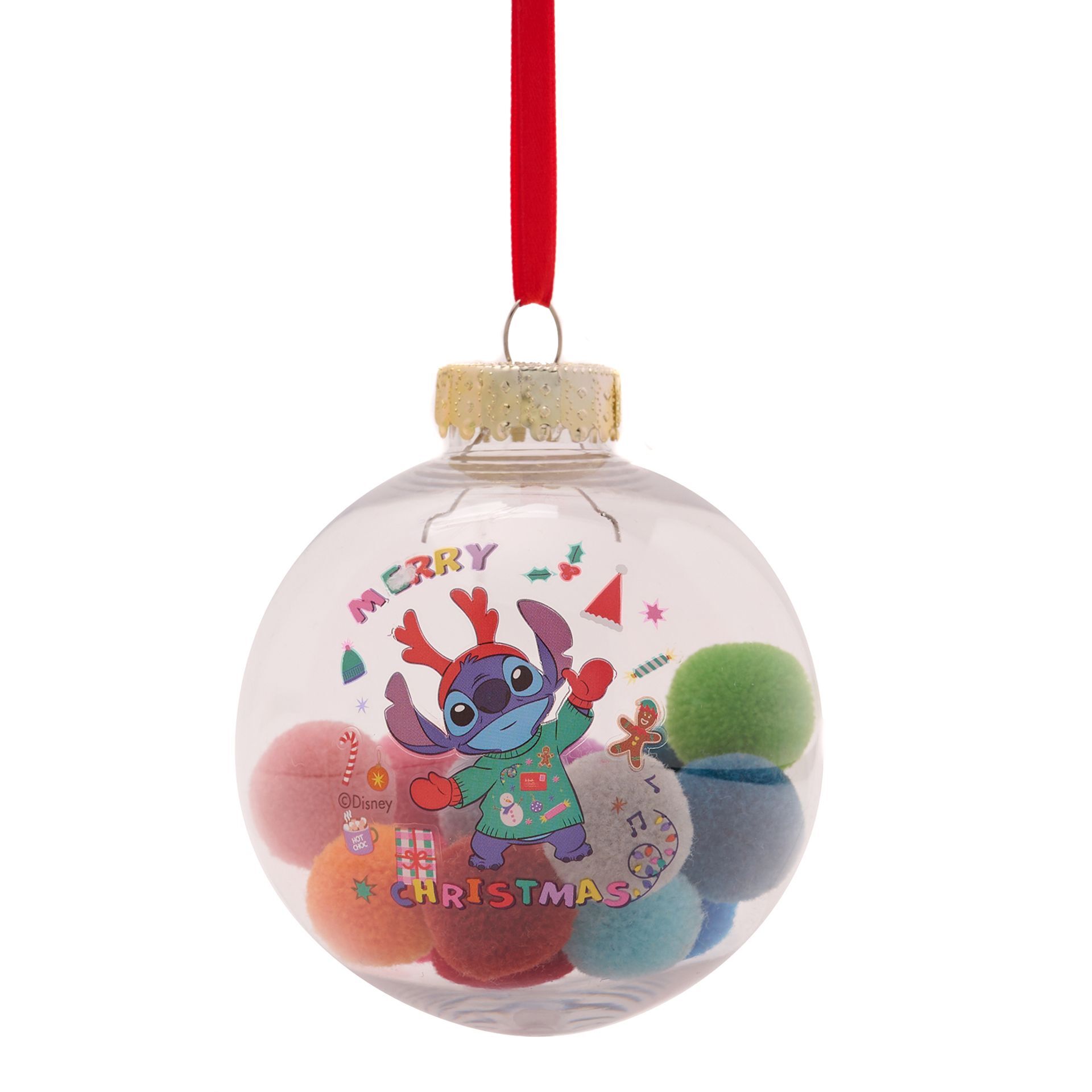 Disney Stitch Set of 7 Baubles with Pom Poms | Widdop and Co.