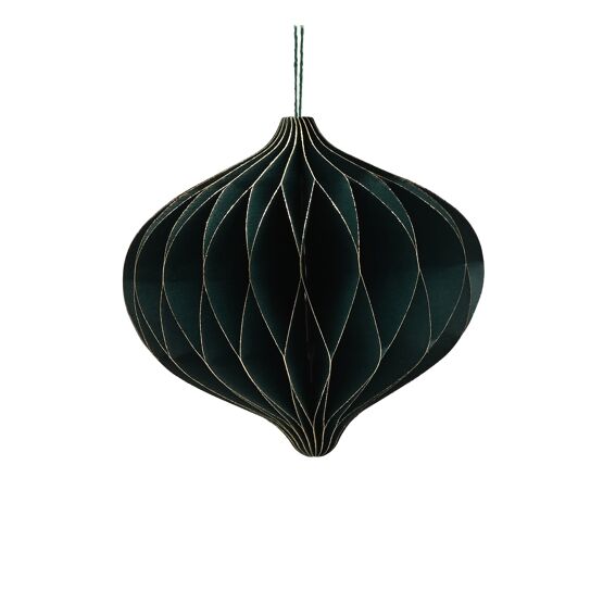 Dark Green Set of 3 Paper Shaped Baubles with Gold Edge - 9cm | Widdop ...
