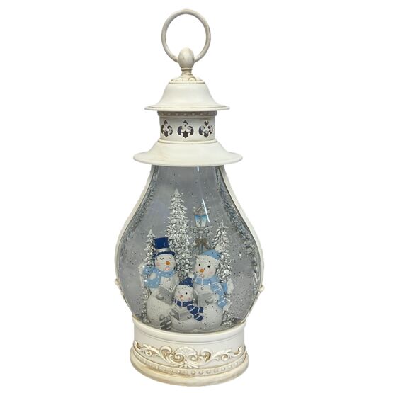 LED and Music Water Spinning Christmas Lantern - Blue Snowman Scene ...