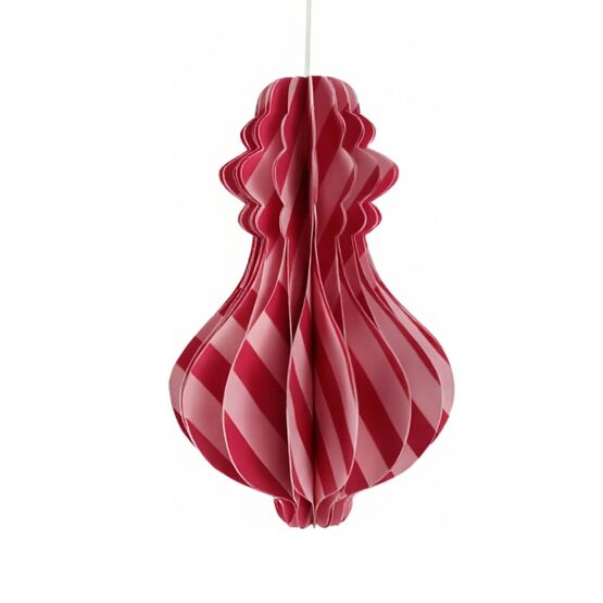 **MULTI 6** Pink Candy Stripe Hanging Paper Bauble- Finial | Widdop and Co.