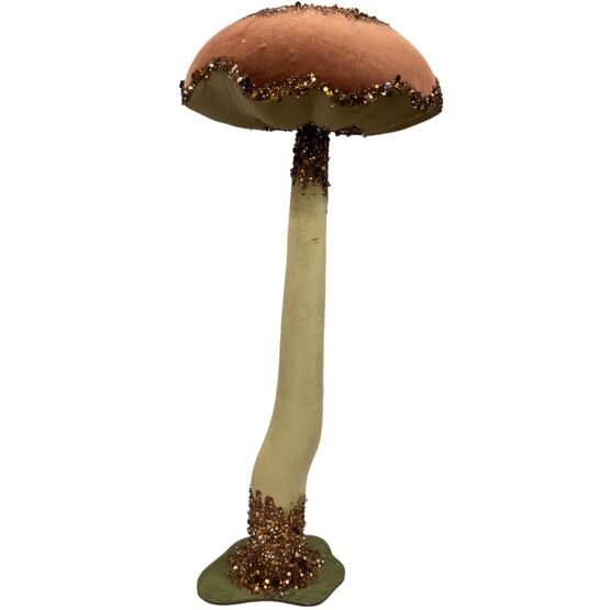 Large Standing Mushroom Ornament with Vevet Coating and Glitter Sparkle ...